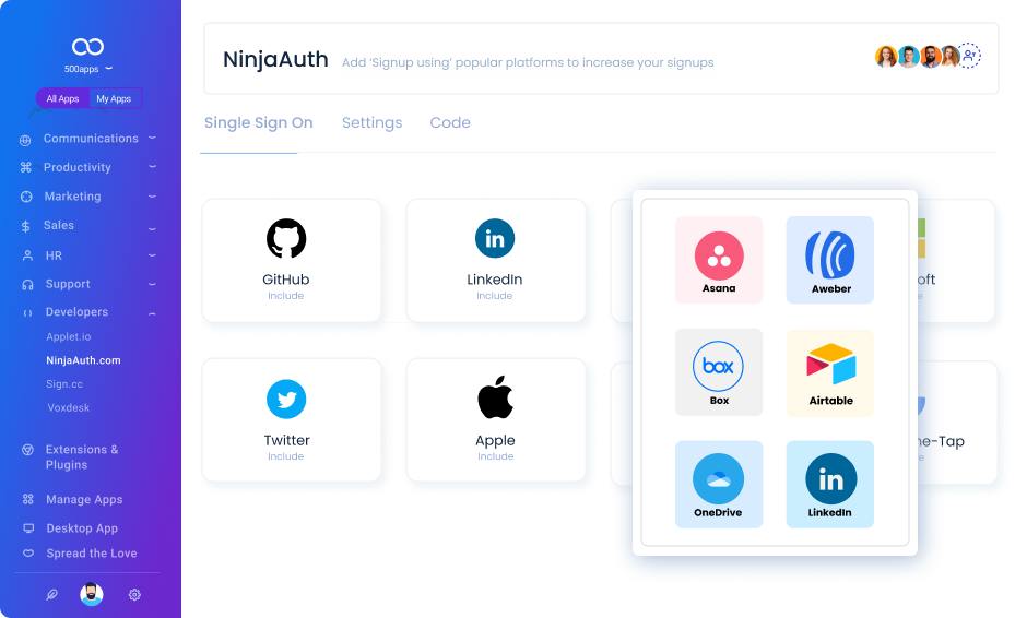 Auth | NinjaAuth by 500apps